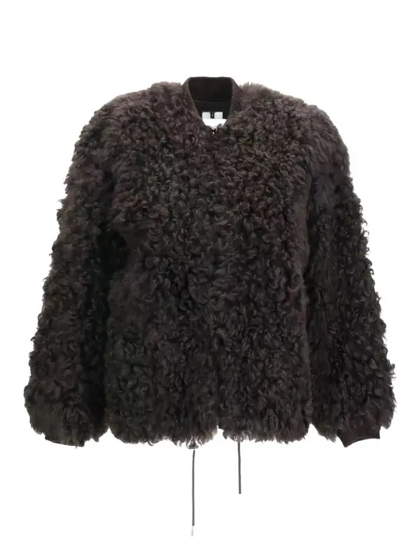 SWORD 6644 Teddy Effect Zip-up Jacket - Brown