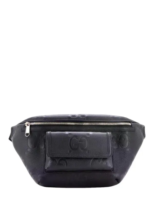 Gucci Jumbo Gg Embossed Leather Belt Bag - Black