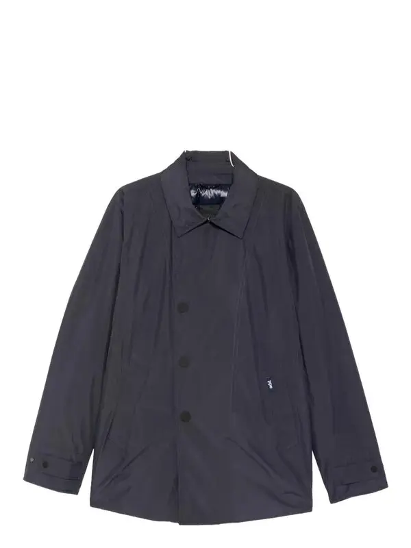 Add Button-up Coat With Logo Patch - Blue