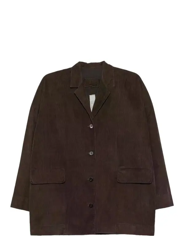 PRIVATE 0204 Corduroy Button-up Jacket With Notched Lapels - Brown