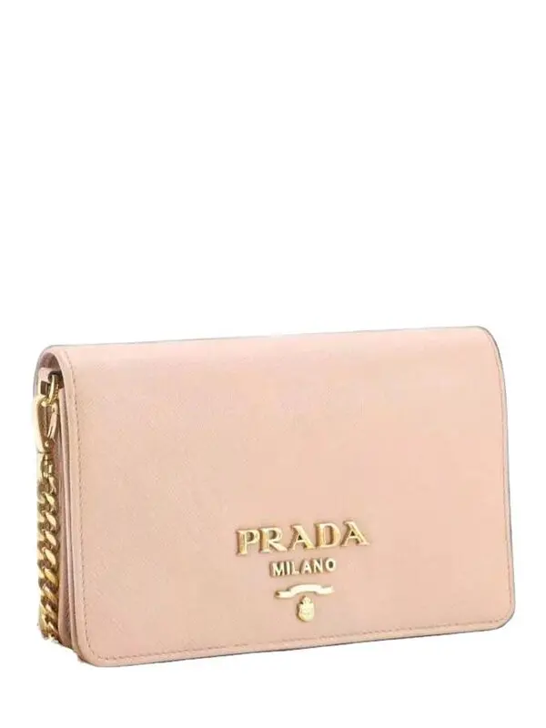 Prada Saffiano Leather Chain Wallet - Neutrals