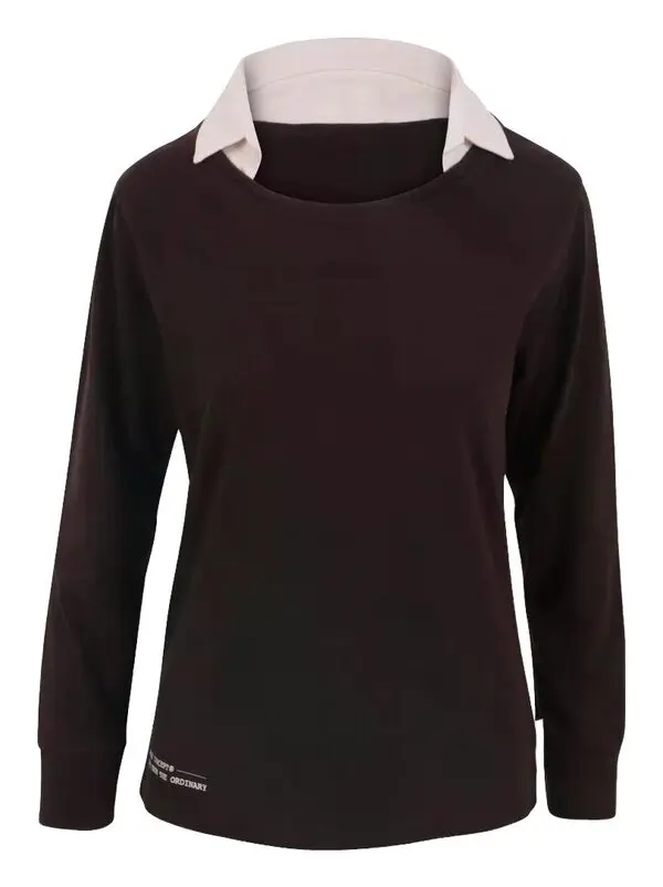 NOUMENO CONCEPT Long Sleeve Layered Collar T-shirt - Brown