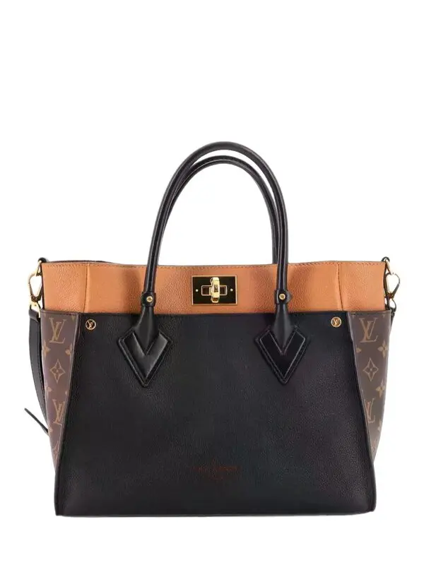 LOUIS VUITTON On My Side Leather With Monogram Canvas Mm Tote Bag - Black