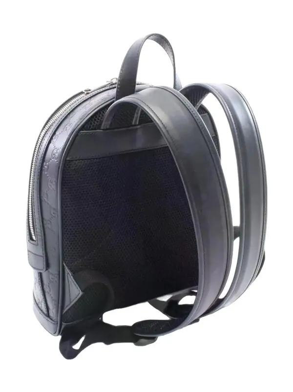 Gucci Gg Logo Leather Backpack - Black