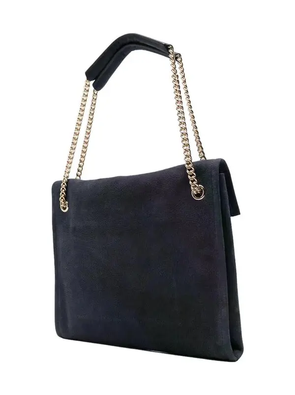 Orciani Grained-leather Chain-strap Shoulder Bag - Blue