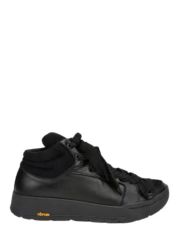 Yohji Yamamoto Leather Lace-up Sneakers - Black