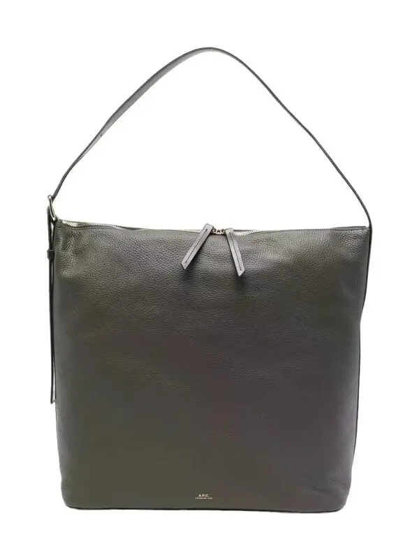 A.p.c. Maxi Vera Grained Leather Shoulder Bag - Grey