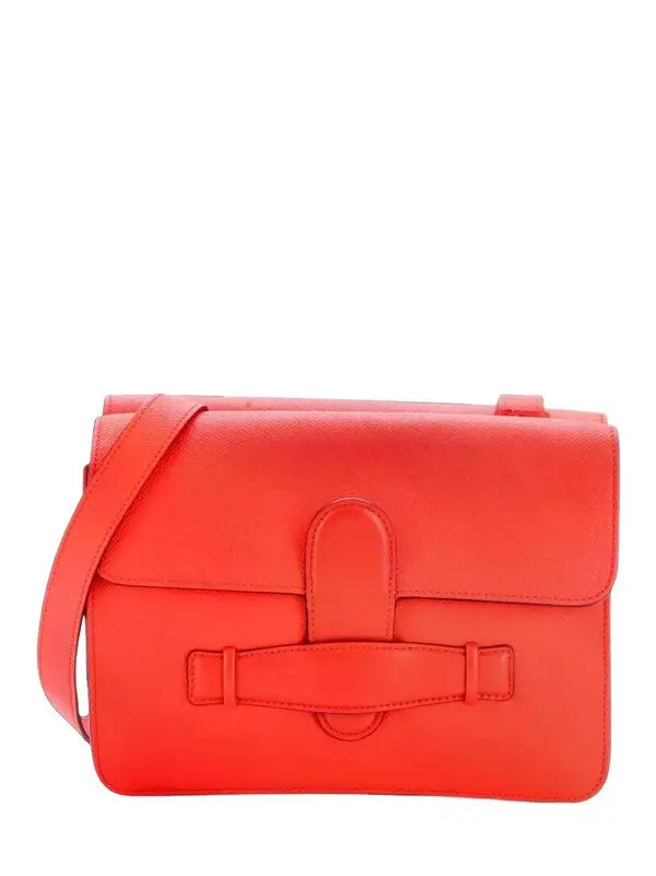 Celine Symmetrical Leather Shoulder Bag - Red