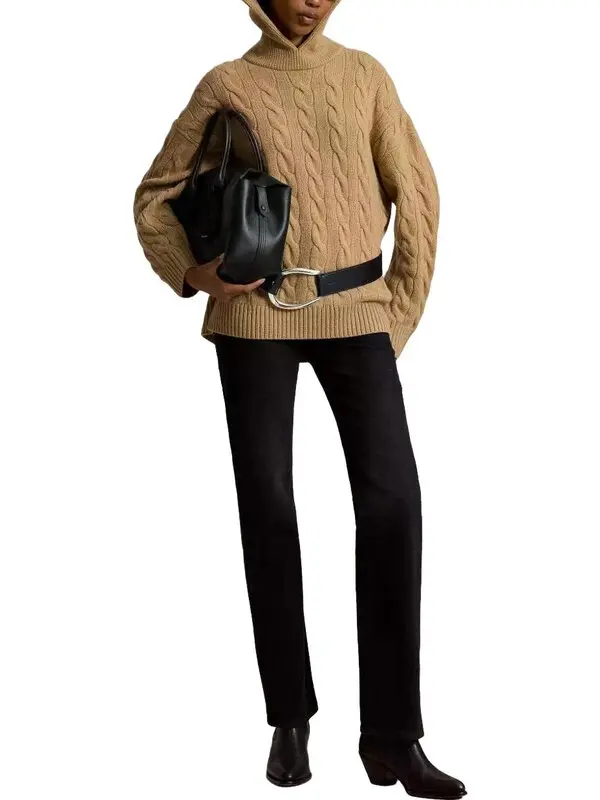 Polo Ralph Lauren Cable Knit Wide Collar Sweater - Neutrals