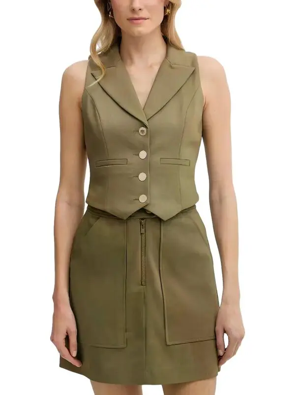 MORGAN Notched Lapel Button-up Waistcoat - Green