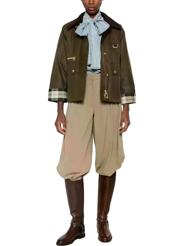 Barbour Waxed Cotton Corduroy Collar Coat - Green