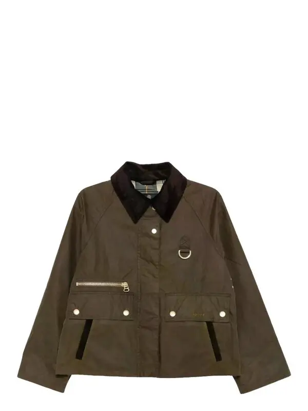 Barbour Waxed Cotton Corduroy Collar Coat - Green