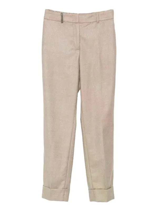 Peserico Turn-up Cuff Trousers In Micro-check - Neutrals