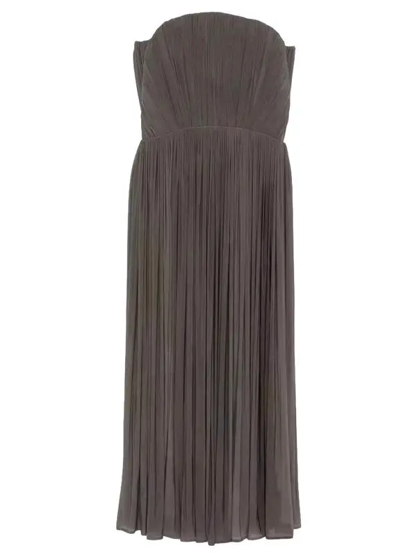 Magda Butrym Strapless Pleated Midi Dress - Grey