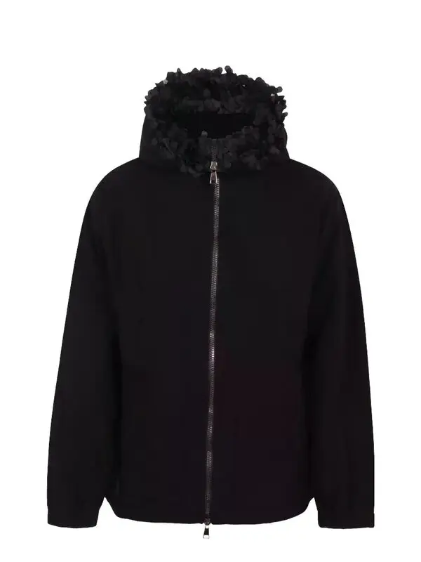 NOUMENO CONCEPT Floral Zip-up Hoodie - Black