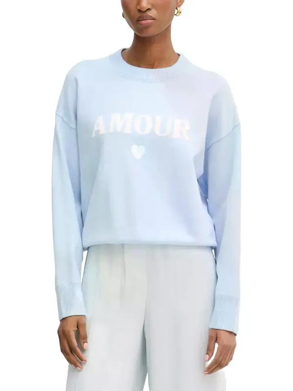 MORGAN Intarsia Knit Heart Motif Sweater - Blue