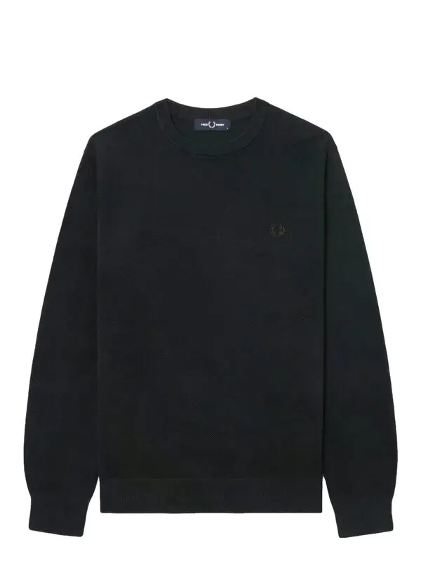 Fred Perry Embroidered Logo Crew Neck Sweater - Blue
