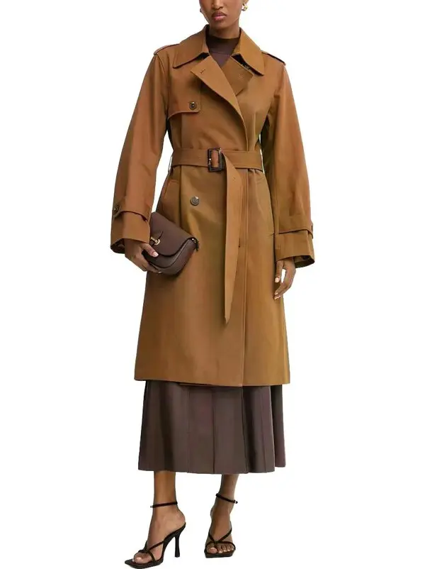 MORGAN Double-breasted Belted Trench Coat - Brown