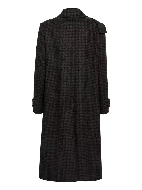 Tagliatore Houndstooth Virgin Wool Coat - Brown