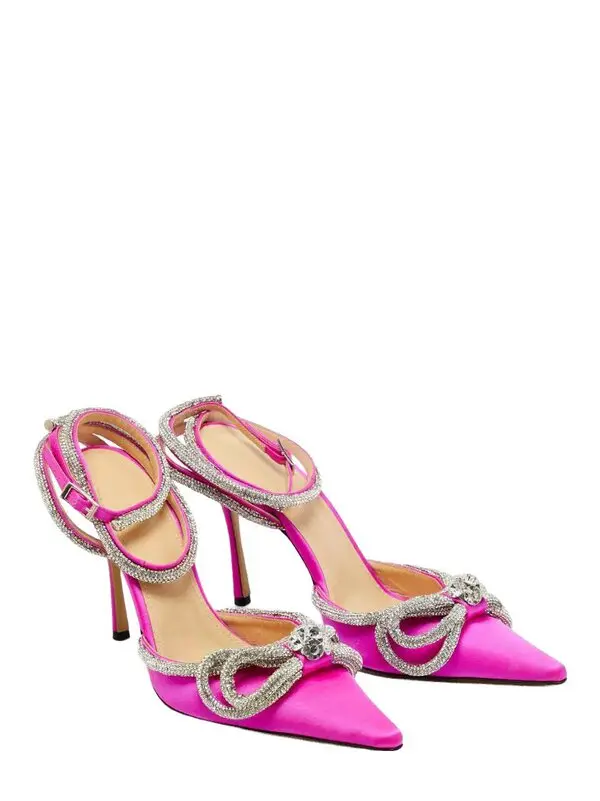 Mach & Mach Double Bow Embellished Stiletto Pumps - Pink