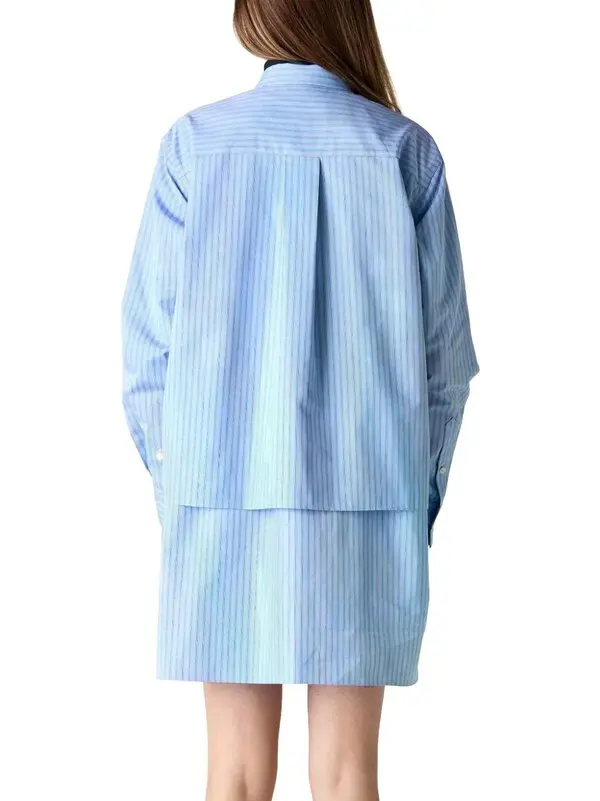 Sacai Striped Poplin Mini Shirt Dress - Blue