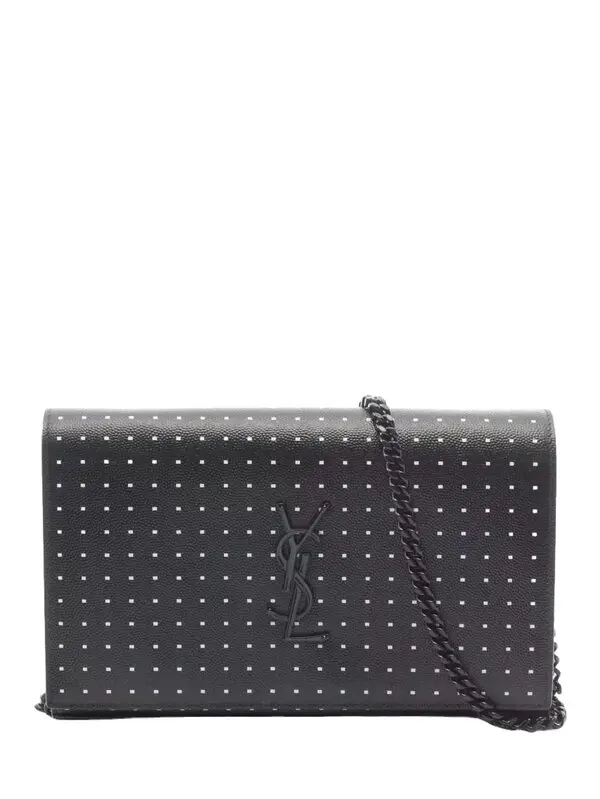Saint Laurent Cassandre Polka Dot Chain Clutch Bag - Black