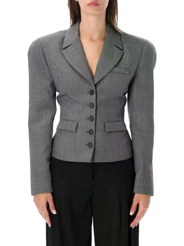 Magda Butrym Belted Storm-flap Blazer - Grey