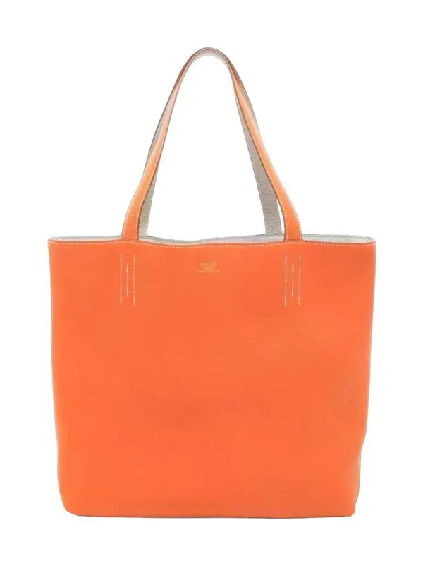 Hermès 2011 Double Sens Clemence Leather Reversible Tote Bag - Grey
