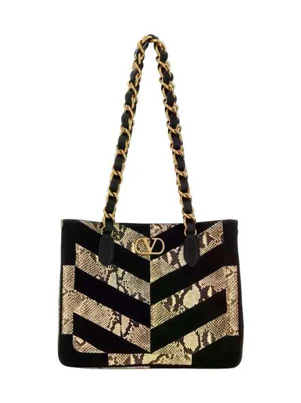 Valentino Garavani Chevron Pattern Tote Bag - Black