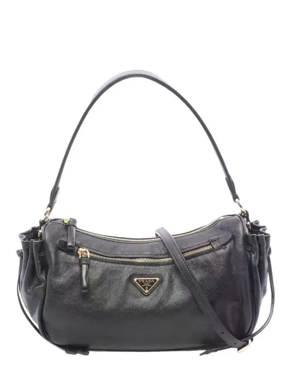Prada Logo-plaque Shoulder Bag - Black