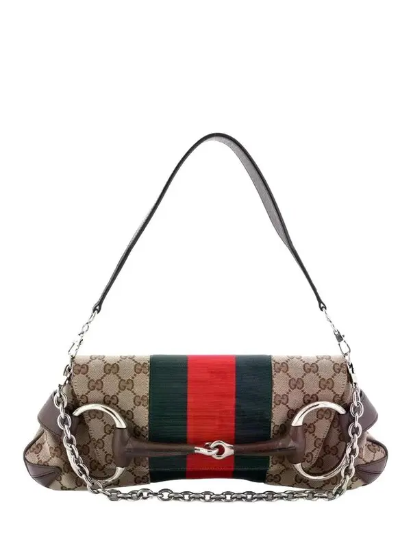 Gucci Gg Canvas Horsebit Chain Bag - Brown