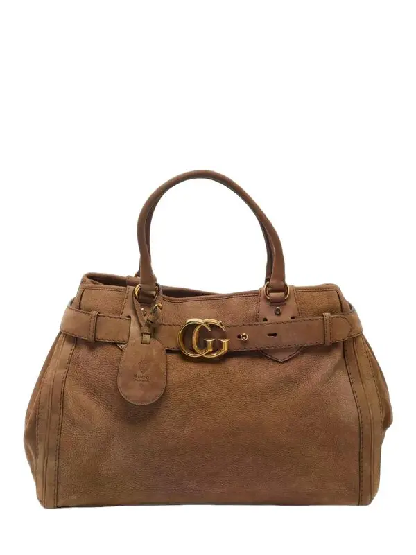 Gucci Gg Running Nubuck Leather Tote Bag - Neutrals