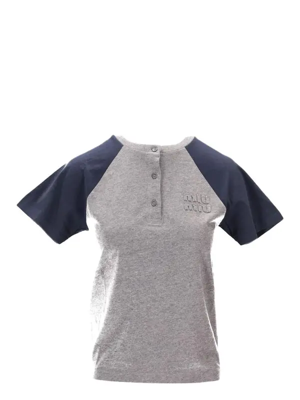 Miu Miu Two-toned Crewneck T-shirt - Gray