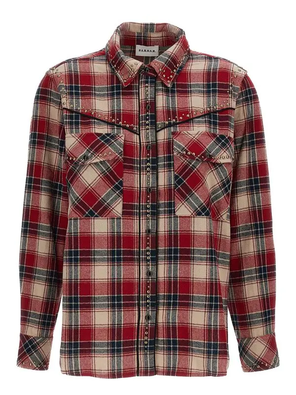 PAROSH Western Studded Cotton Shirt - Multicolore