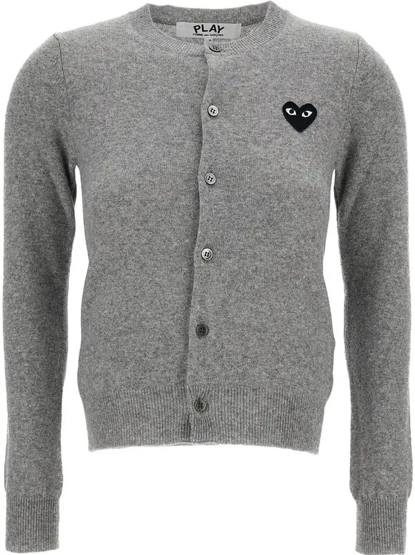 Play Comme Des Garcon Play Comme Des Garcons Crew Neck Cardigan - Grey