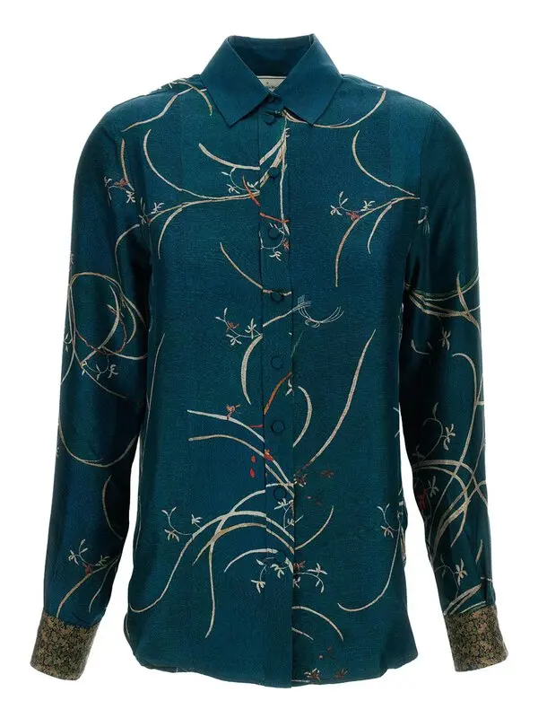 PIERRE-LOUIS MASCIA Long Sleeve Silk Shirt - Multicolore