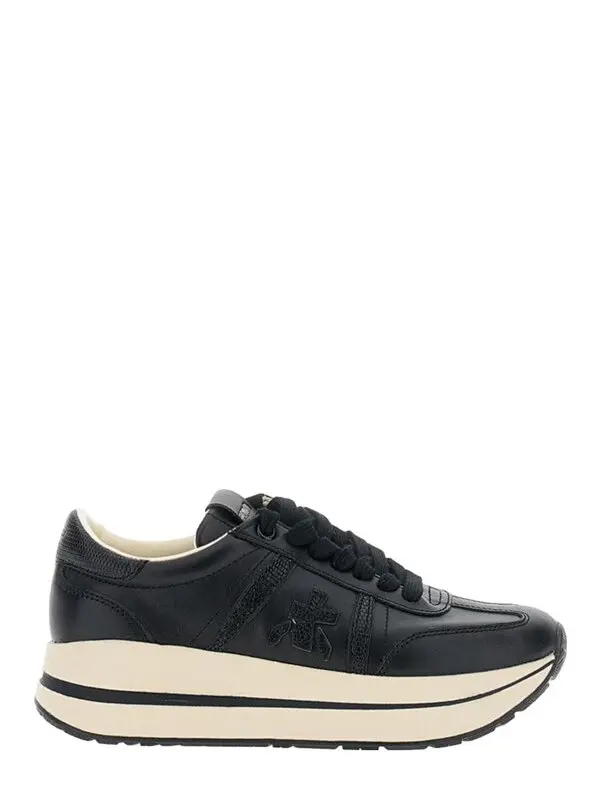 Premiata Bethcoin Embossed Leather Platform Sneakers - Nero