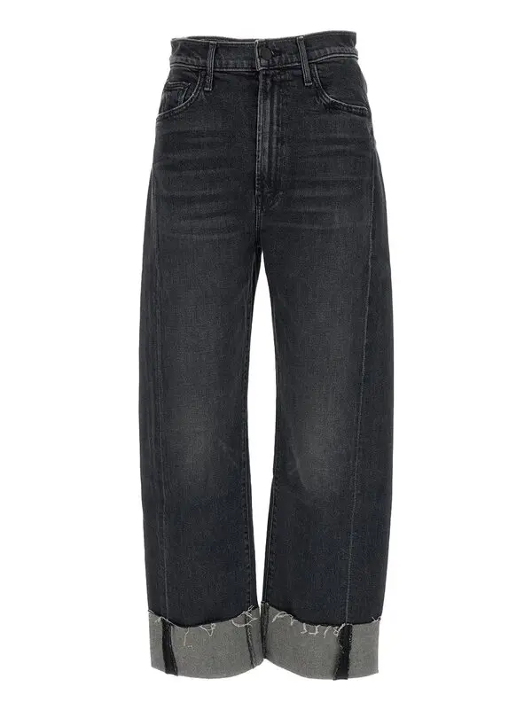 MOTHER The Half Pipe Flood Cuff Fray Jeans - Nero