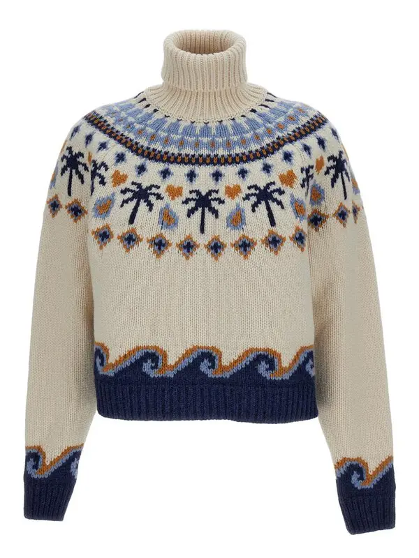 Alanui Winter Pullover" Pure Virgin Wool Jacquard Knit - White