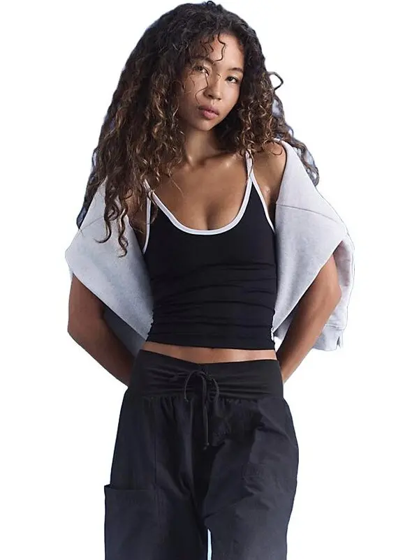 Free People Good Karma Seamless Tank Top - Black Combo