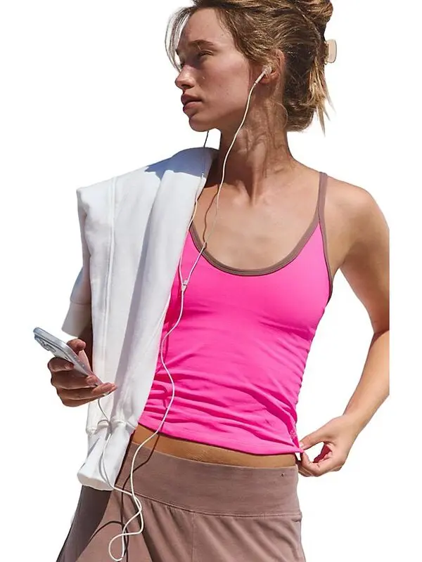 Free People Good Karma Seamless Tank Top - Hot Pink Combo