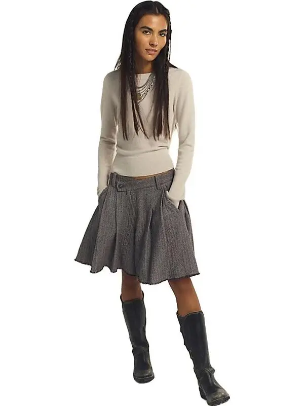 Free People We The Free Porter Crossover Trouser Shorts - Grey Combo
