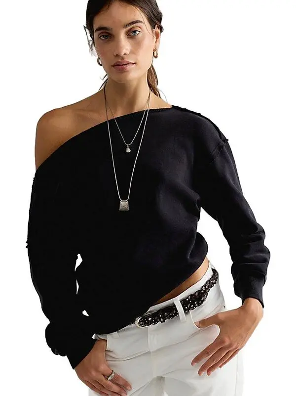 Free People Get It Twisted Sweatshirt - Black