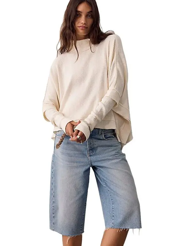 Free People We The Free "moon Daisy" Turtle-neck Twofer Top - Sugar Swizzle