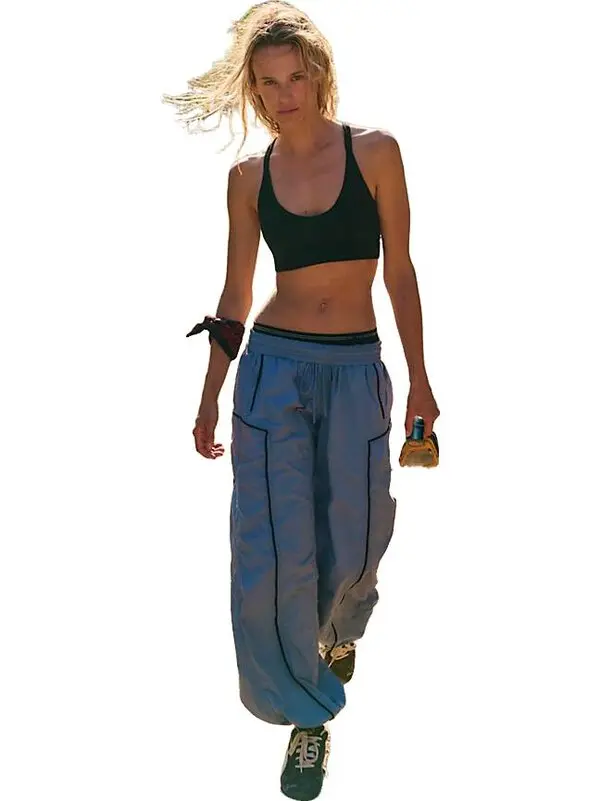 Free People Peak Nylon Parachute Pants - Blue Ash Combo