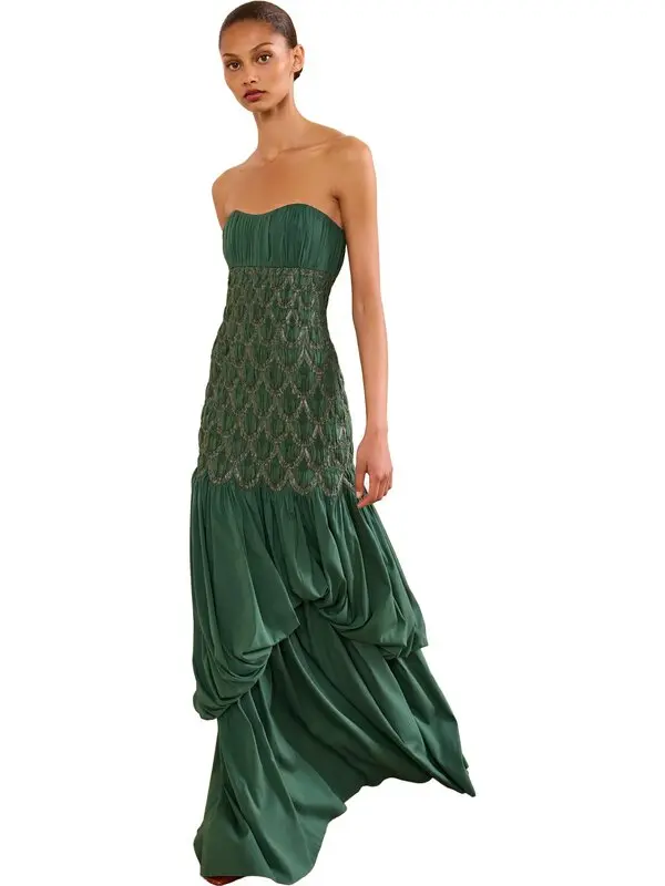 Ulla Johnson Octavine Strapless Silk Gown - Tourmaline