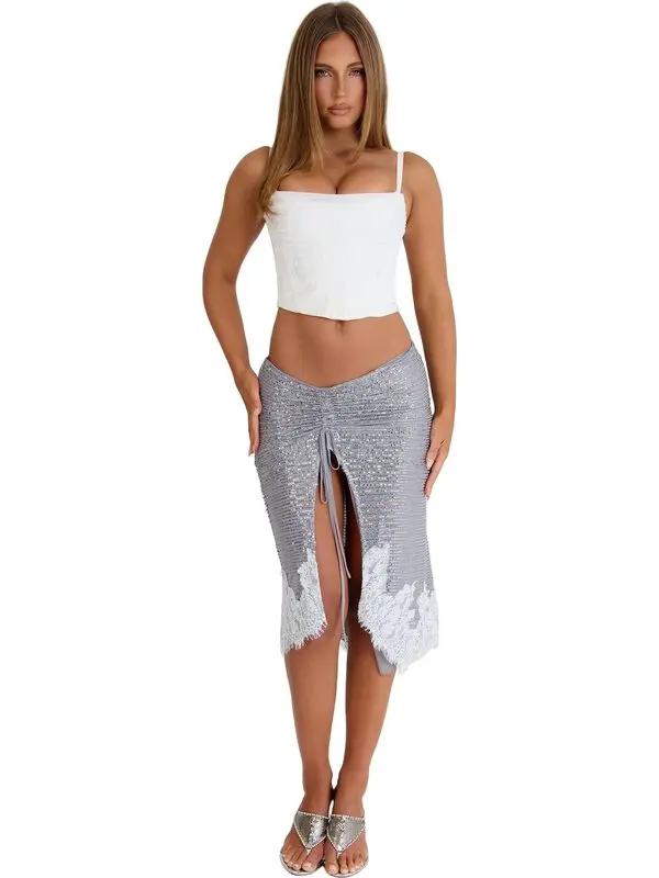 OUTCAST Laelia Midi Skirt - Silver