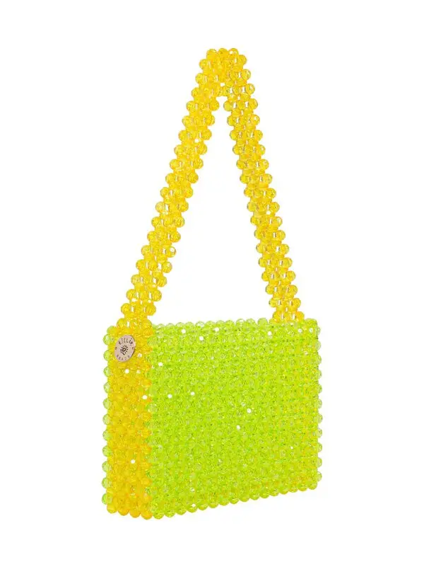 TILLIE BEADS Color Block Beaded Shoulder Bag - Green