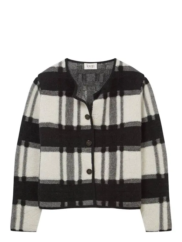 LOOP CASHMERE Reversible Checked Jacket - Black