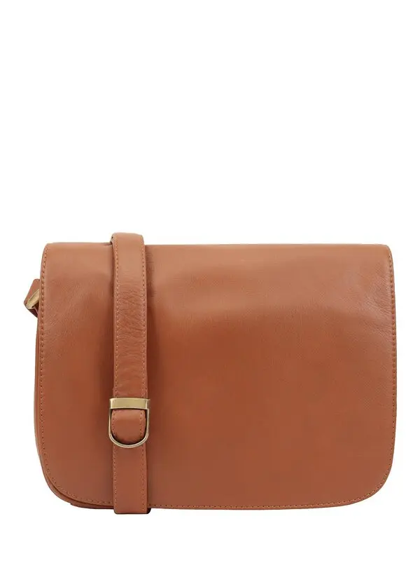 LLOYD BAKER Flap-over Leather Crossbody Bag - Gold
